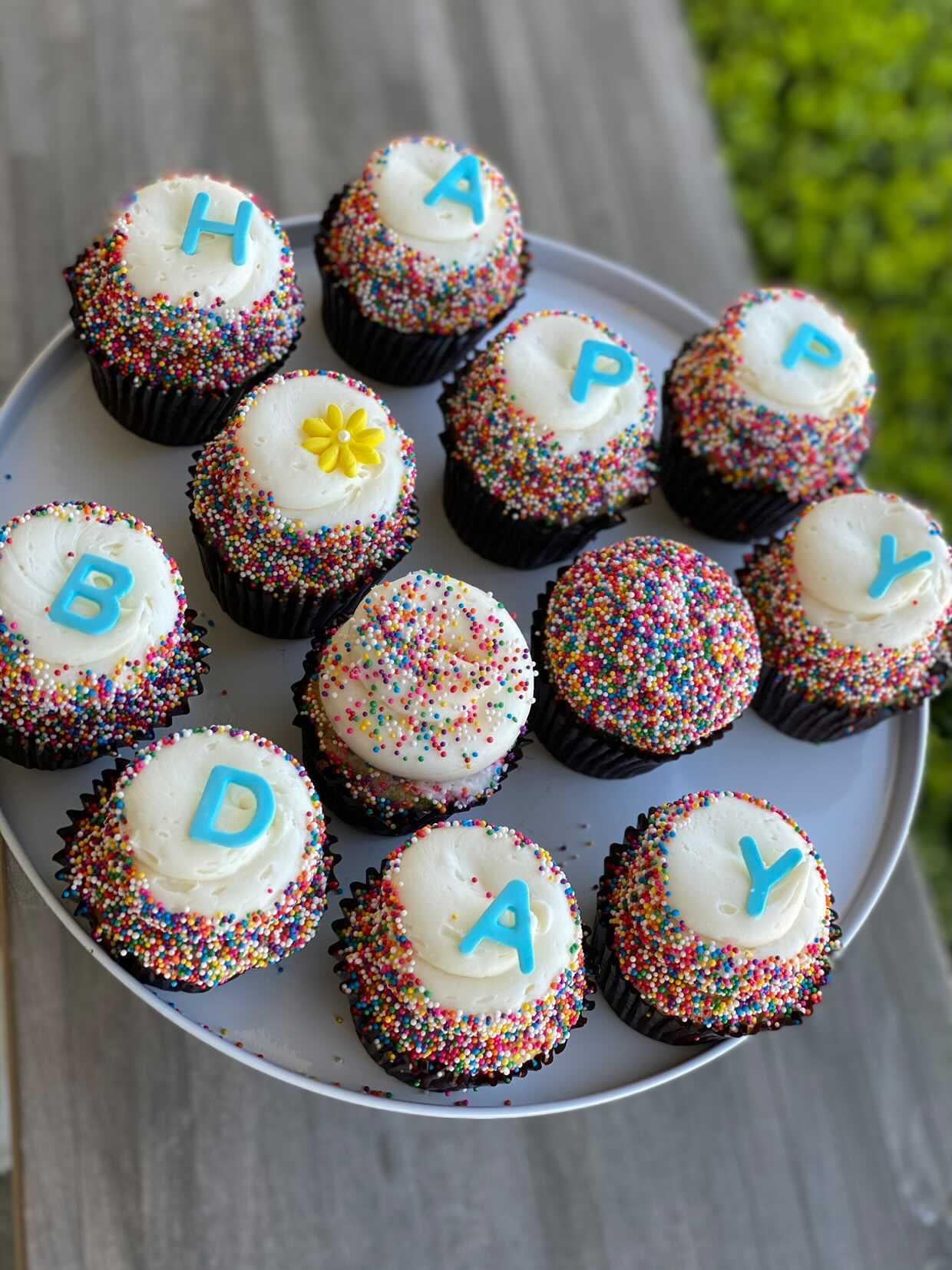 HAPPY BDAY Alphabet Cupcakes - Hapa Cupcakes & Bakery - Orange County ...